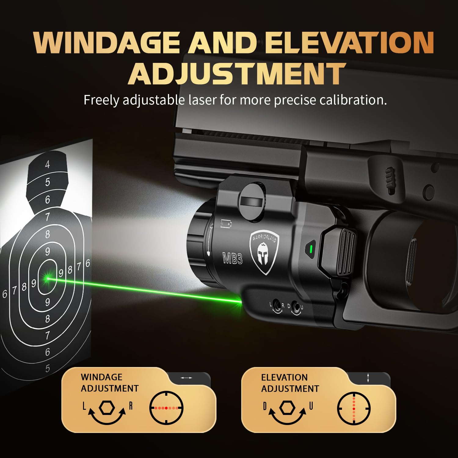 WARRIORLAND MB3 Compact Pistol Light, Fit for G17 /G19 /P365 /G3C /M&P ...