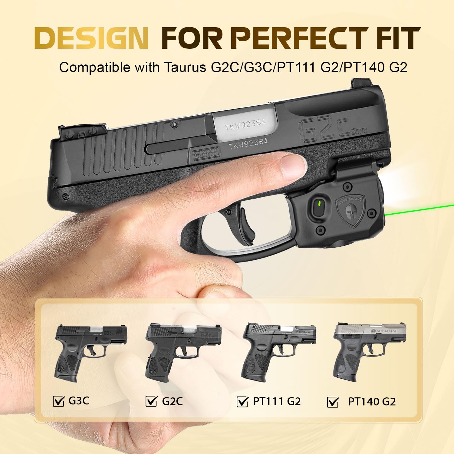 WARRIORLAND Pistol Light Laser & Holster Fit for Taurus G2C/ G3C/ PT111 ...